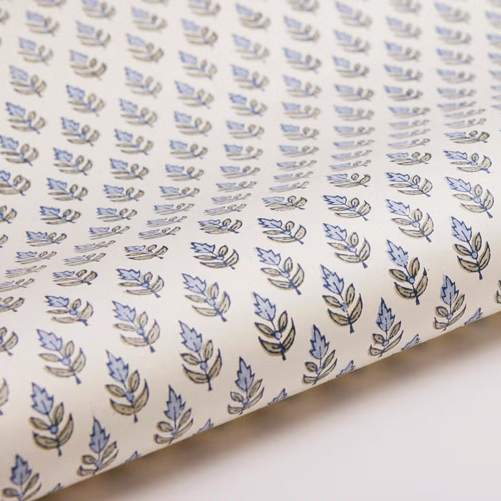 Handmade Indian Cotton Paper- Block Printed Buti Bluestone — Two Hands ...