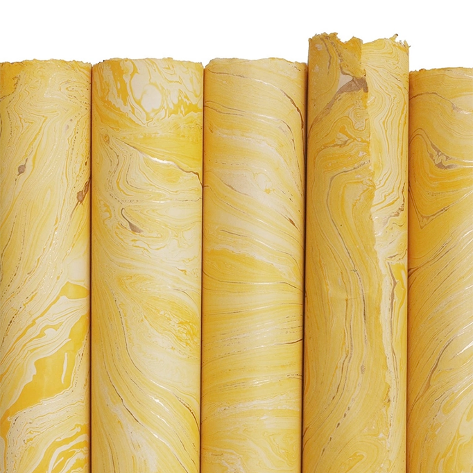 Marbled Paper- Yellow with Gold — Two Hands Paperie