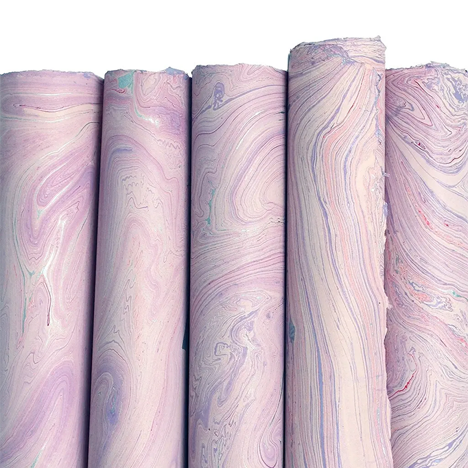Handmade Marbled Paper- Lavender with Silver and Red — Two Hands Paperie